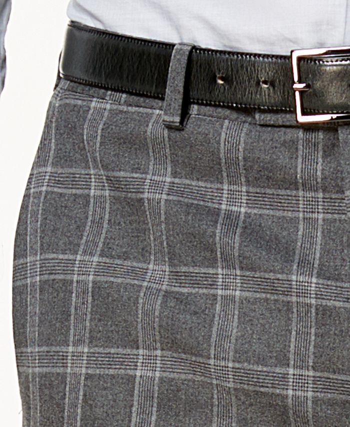 Sean John Men's Slim-Fit Gray Windowpane Pants - Macy's