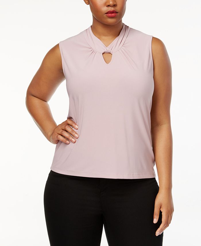 Tahari ASL Plus Size Twisted Keyhole Top - Macy's