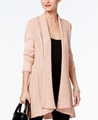 NY Collection Textured Metallic Cardigan - Macy's