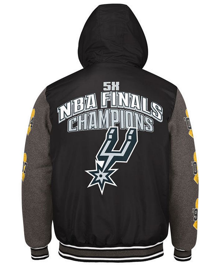 G-III Sports Men's San Antonio Spurs Top Brass Hooded Varsity Jacket ...