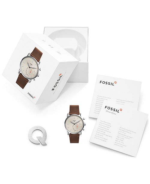 Fossil Q Men's Commuter Dark Brown Leather Strap Hybrid Smart Watch ...