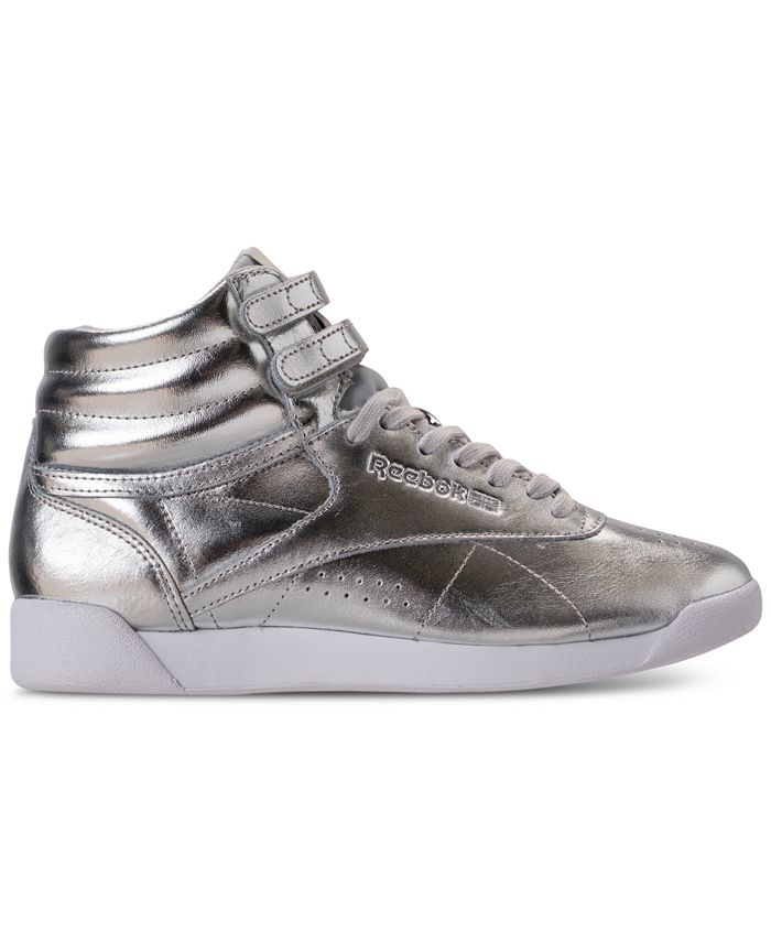 Reebok Women's Freestyle Hi Top Metallic Casual Sneakers from Finish ...