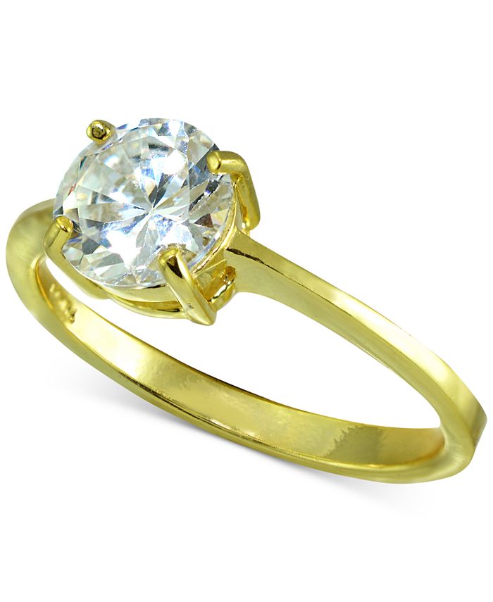 Giani Bernini Cubic Zirconia Solitaire Ring in 18k Gold-Plated Sterling ...