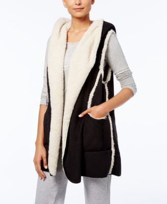 HUE® Sleeveless Fleece-Lined Hooded Robe - Macy's