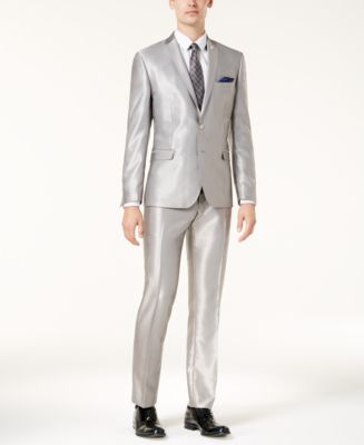 Nick Graham Men's Slim-Fit Solid Silver Suit - Macy's