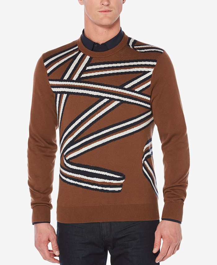 Perry Ellis Men's Ribbon Jacquard Sweater - Macy's