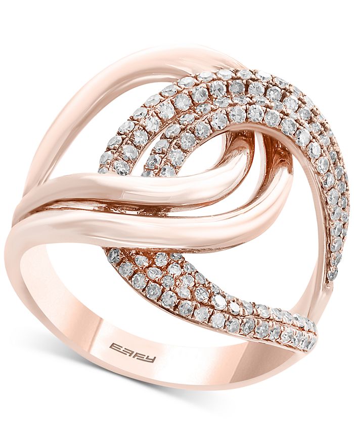 EFFY Collection Pavé Rose by EFFY® Diamond Interlocking Loop Ring (3/4 ct. t.w.) in 14k Rose ...