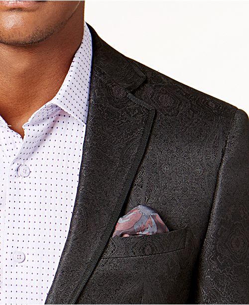 Tallia Men's Big and Tall Slim-Fit Black Brocade Dinner Jacket ...