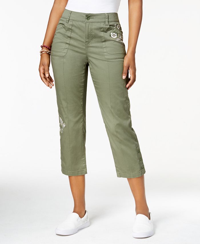 Style & Co Embroidered Capri Pants, Created for Macy's - Macy's