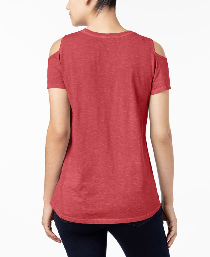 Style & Co Petite Cotton Cold-Shoulder Top, Created for Macy's - Macy's
