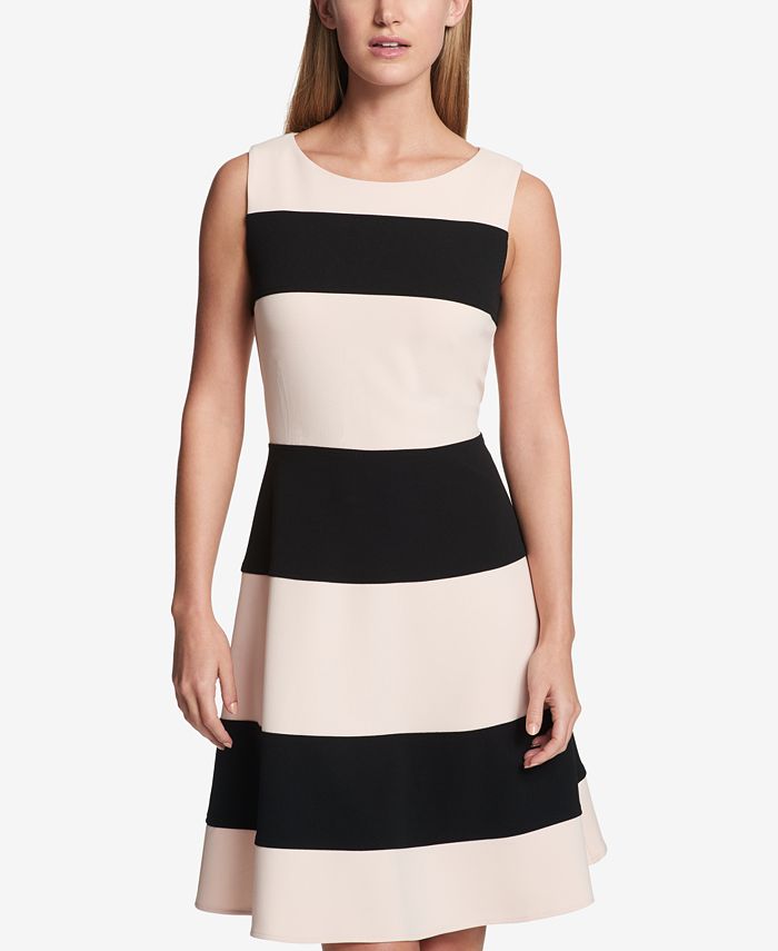 Tommy Hilfiger Striped Fit And Flare Dress Macys