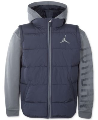 Jordan AJ Hooded Layered-Look Puffer Vest Jacket, Little Boys - Macy's