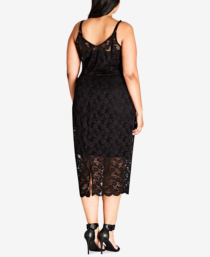 City Chic Trendy Plus Size Embroidered Lace Midi Dress - Macy's