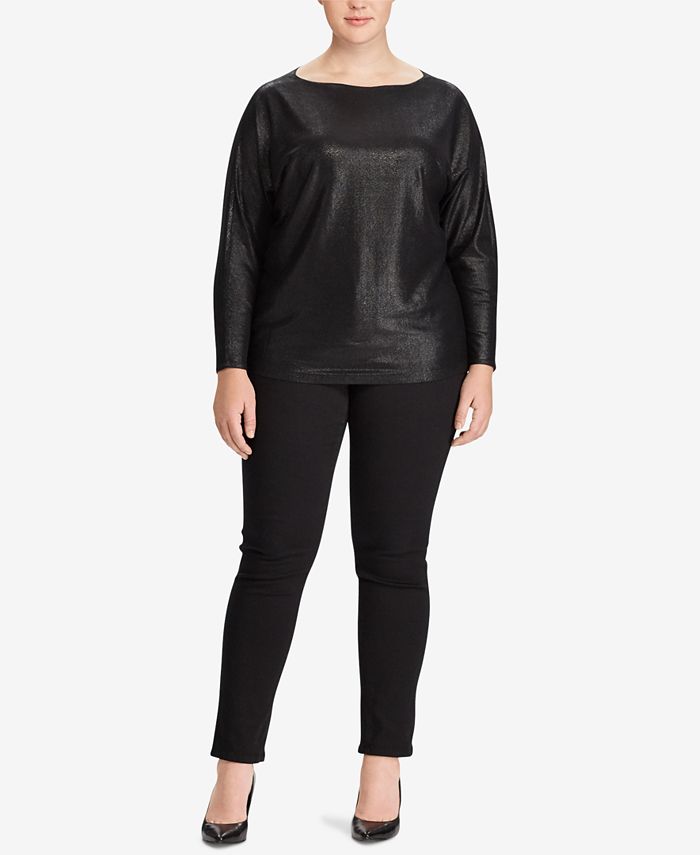 Lauren Ralph Lauren Plus Size Metallic Dolman-Sleeve Sweater - Macy's