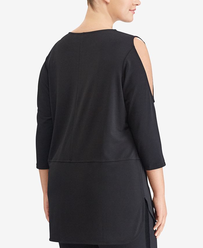 Lauren Ralph Lauren Plus Size Cold-Shoulder Keyhole Top - Macy's
