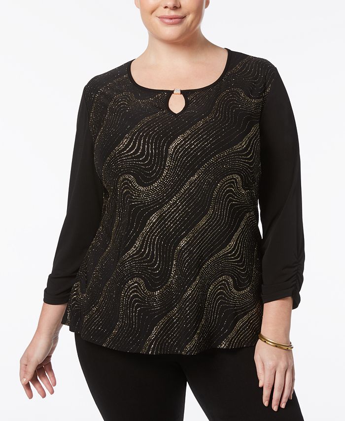 NY Collection Plus Size Embellished Top - Macy's
