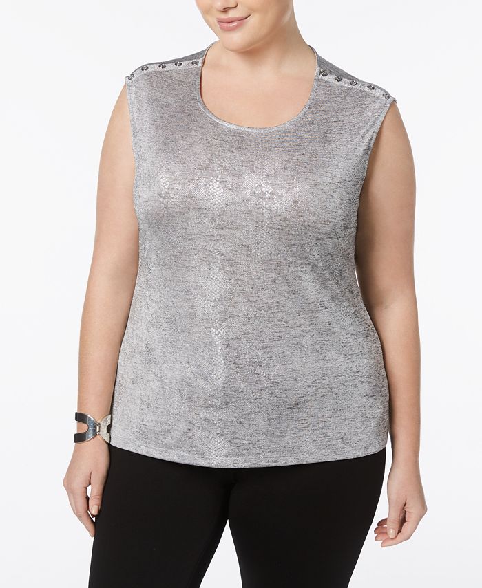 Calvin Klein Plus Size Metallic Top - Macy's