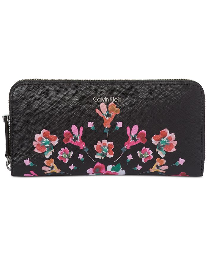 Calvin Klein Leather Zip Around Wallet - Macy's