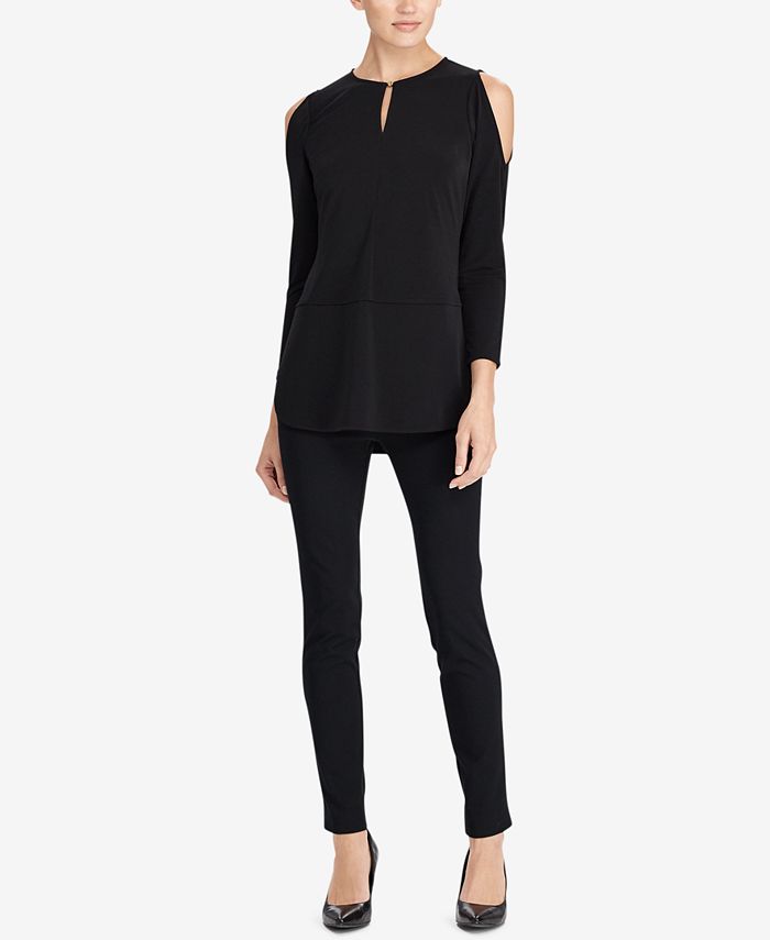 Lauren Ralph Lauren Cold-Shoulder Keyhole Top - Macy's