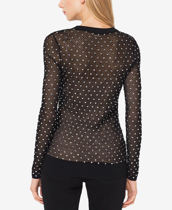 Michael Kors Studded Mesh Sweater & Reviews - Sweaters - Women - Macy's