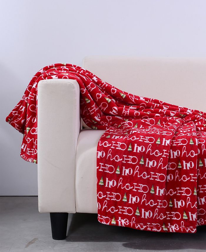 Berkshire Ho Ho Ho Printed Holiday Throw - Macy's