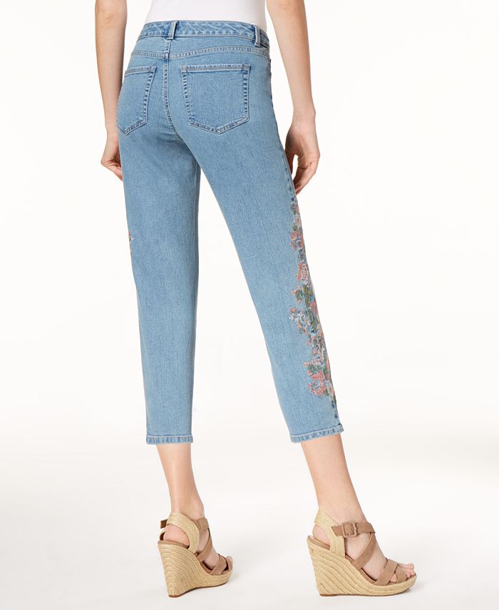 Charter Club Petite Embroidered Capri Jeans, Created for Macy's - Macy's