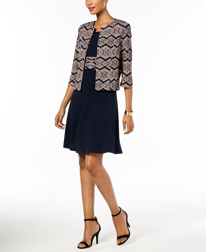 Jessica Howard Petite Dress & Printed Jacket - Macy's