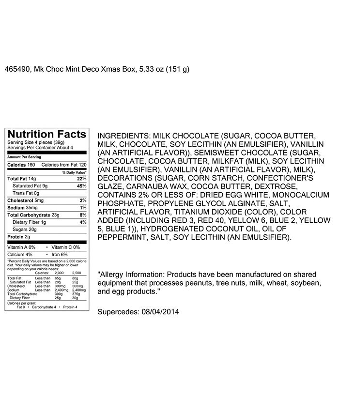 Frango Chocolates Holiday Deco Milk Mint 15 Piece Box of Chocolates ...