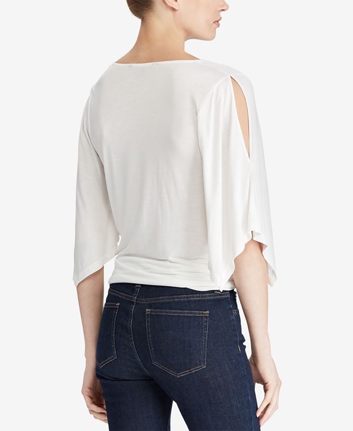 Lauren Ralph Lauren Cold-Shoulder Draped-Sleeve Top - Macy's