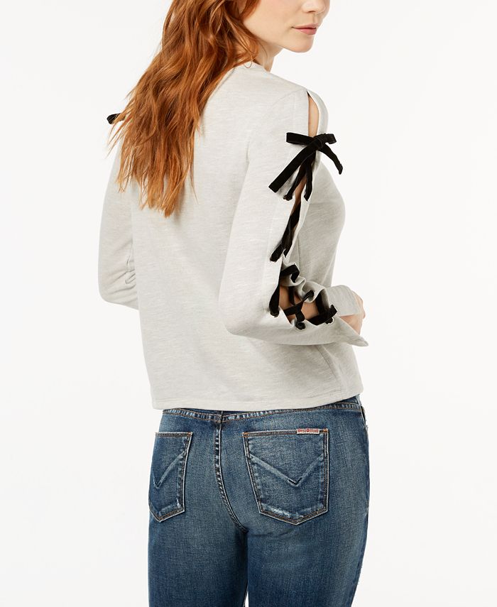 Bar III Lace-Up-Sleeve Sweatshirt, Created for Macy's - Macy's
