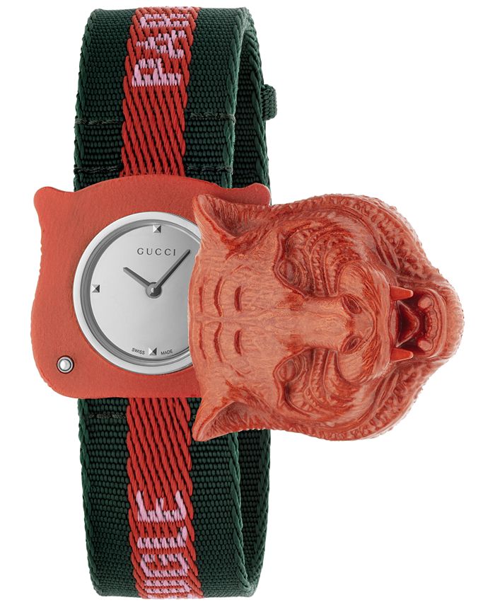 Gucci Women's Swiss Le Marché Des Merveilles Green & Red Nylon Strap ...