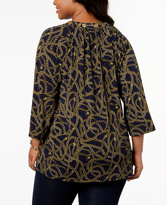 Michael Kors Plus Size Embellished Chain-Print Top - Macy's