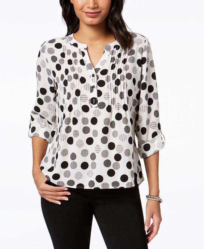 NY Collection Petite Pintucked Utility Top - Macy's