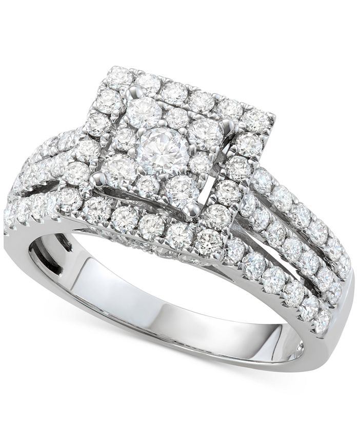 Centennial Diamond Square Halo Cluster Engagement Ring (1-1/2 ct. tw ...
