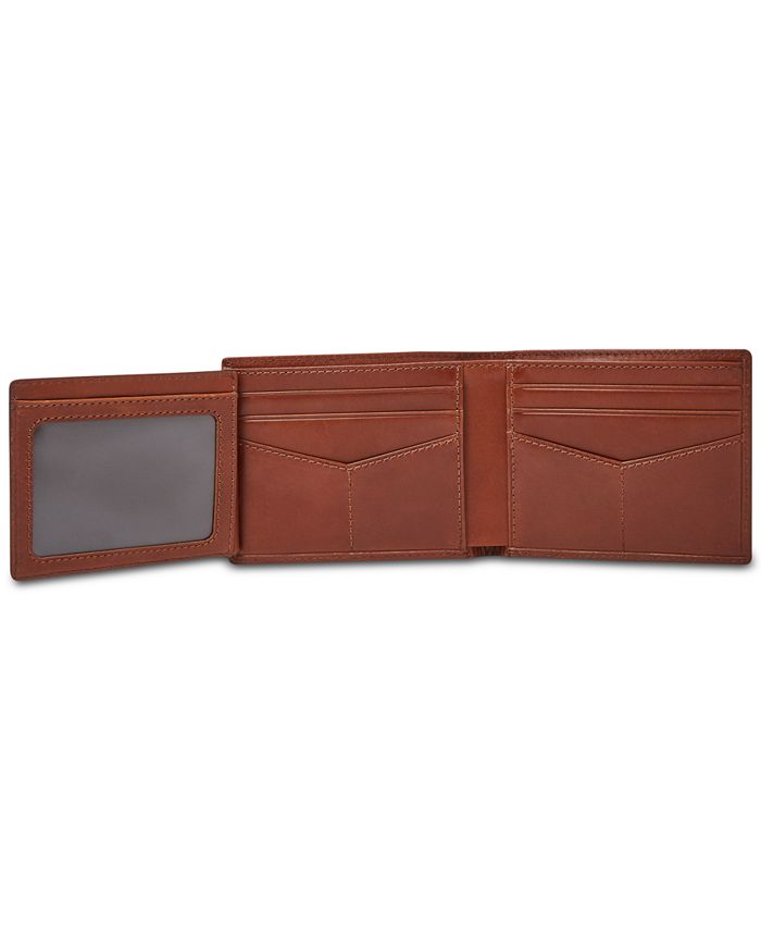 Fossil Men's Connor Leather Bifold Flip ID Wallet - Macy's