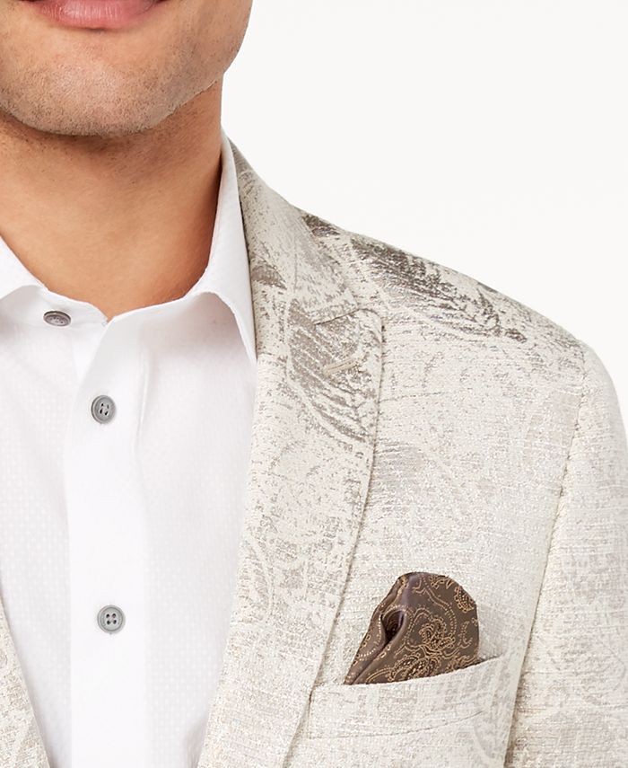 Tallia CLOSEOUT! Orange Men's Modern-Fit Gold Leaf-Print Dinner Jacket ...