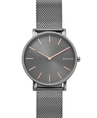Skagen Hagen Slim Dark Gray Stainless Steel Mesh Bracelet Watch 38mm ...