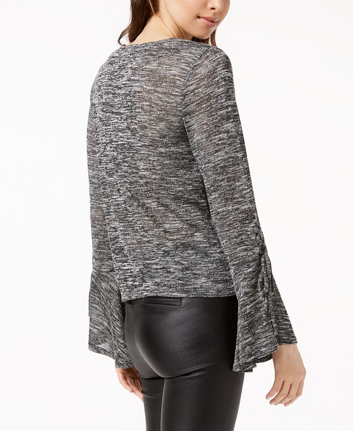 Bar III Lace-Up Bell-Sleeve Top, Created for Macy's - Macy's