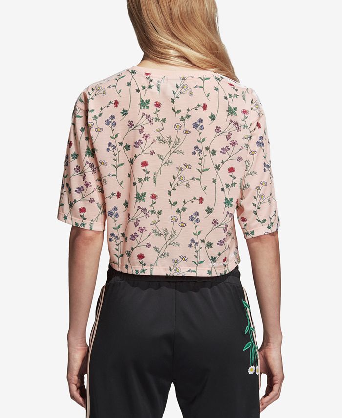 adidas Floral-Print Cropped T-Shirt - Macy's