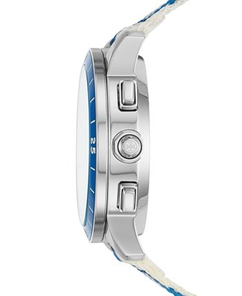 Tory Burch Women's ToryTrack Collins Blue & White Fabric Strap Hybrid ...