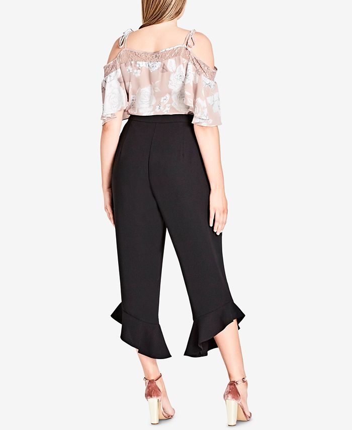City Chic Trendy Plus Size Ruffled Cropped Pants - Macy's