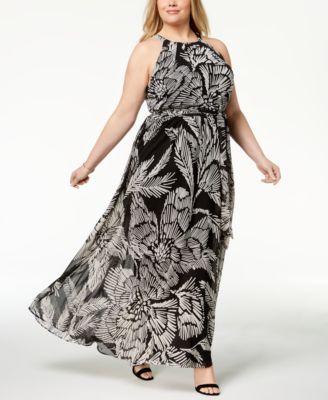 I.N.C. Plus Size Printed Halter Maxi Dress, Created for Macy's - Macy's