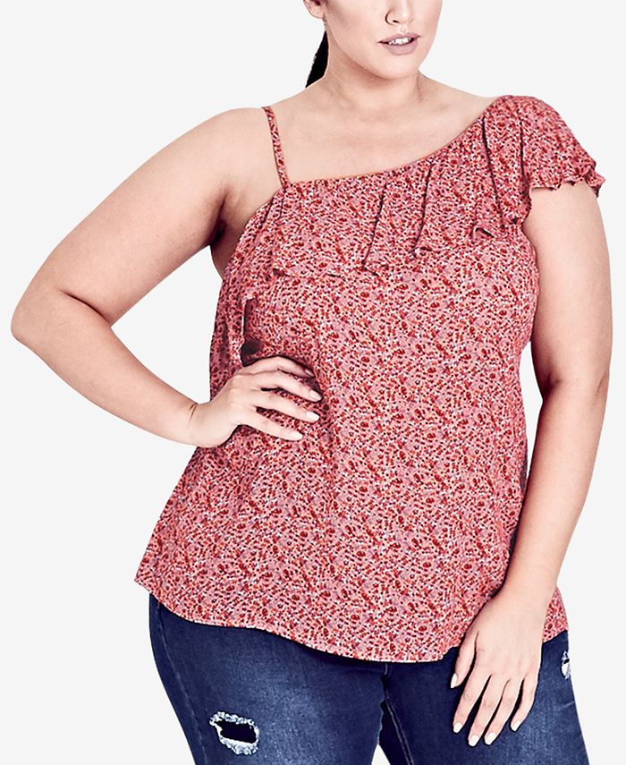 City Chic Trendy Plus Size One-Shoulder Top - Macy's