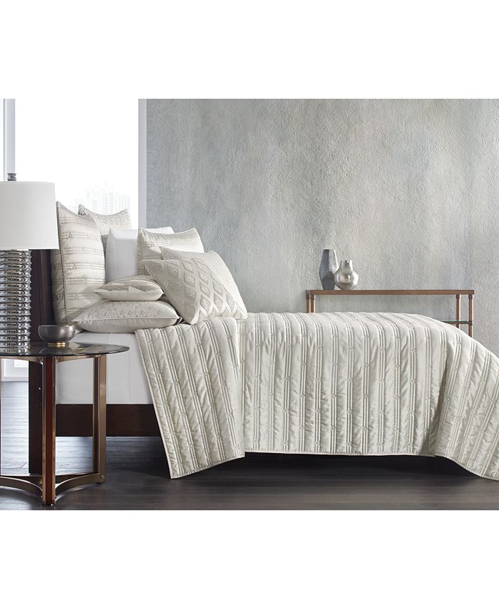 Hotel Collection CLOSEOUT! Gilded Geo Embroidered Quilted King Coverlet ...