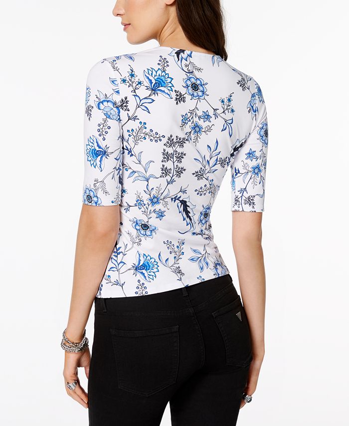 GUESS Keyhole Lace-Up Top - Macy's