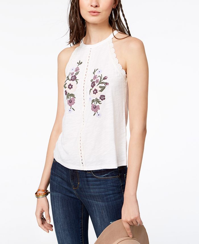 American Rag Juniors' Floral-Embroidered Top, Created for Macy's - Macy's