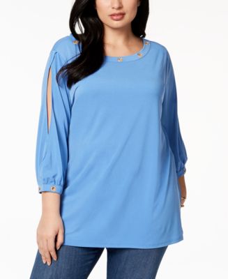 Belldini Plus Size Split-Sleeve Top - Macy's