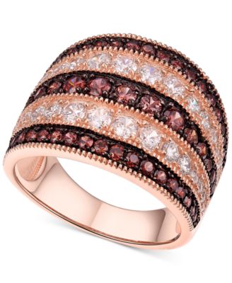 Cubic Zirconia Multi-Row Statement Ring in 14k Rose Gold-Plated ...
