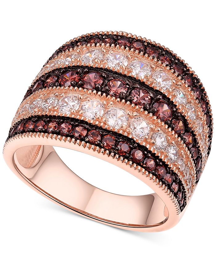 Macy's Cubic Zirconia Multi-Row Statement Ring in 14k Rose Gold-Plated ...