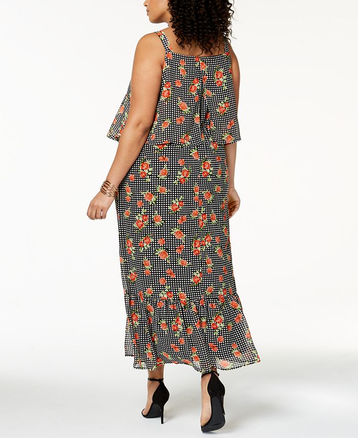 NY Collection Plus Size Printed Popover Maxi Dress - Macy's